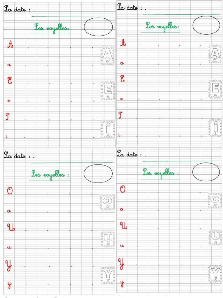 Les Voyelles Écriture 3ap | PDF