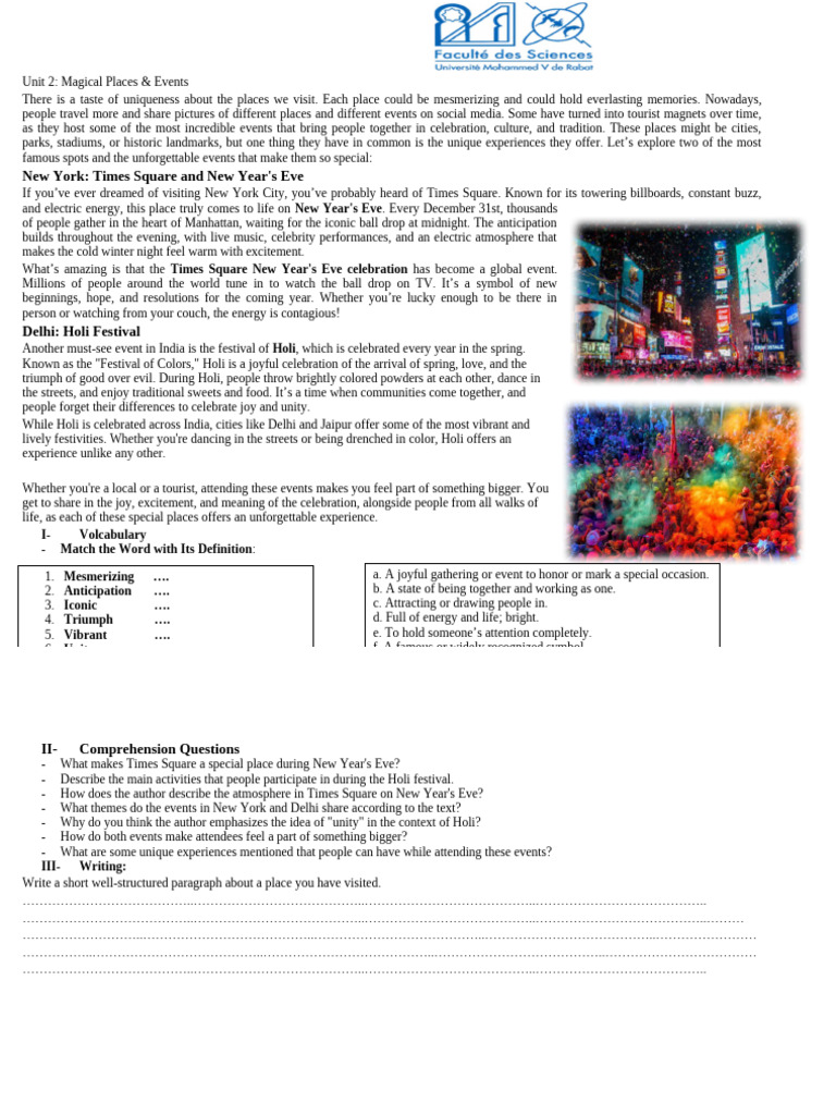 Unit 2-Places & events-1 | PDF