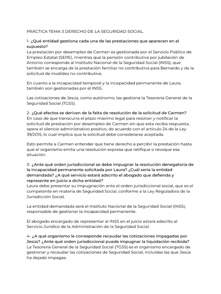 Práctica Tema 3 Derecho de La Seguridad Social | PDF