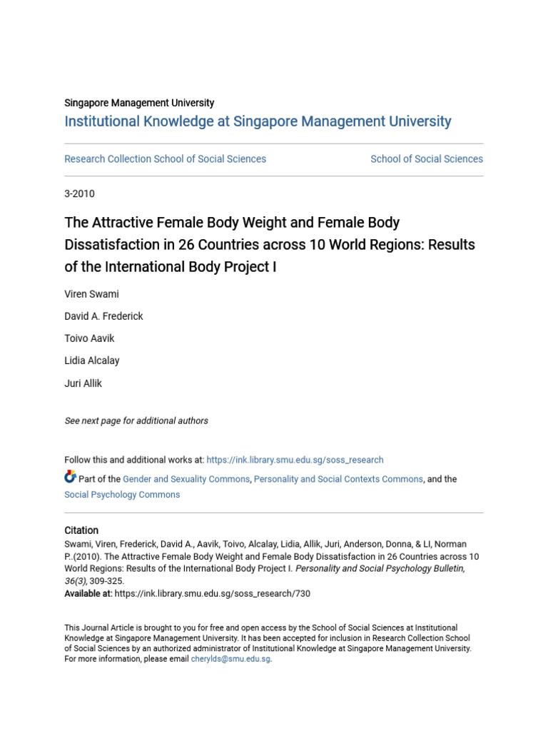 Global Study on Female Body Ideals | PDF | Physical Attractiveness ...