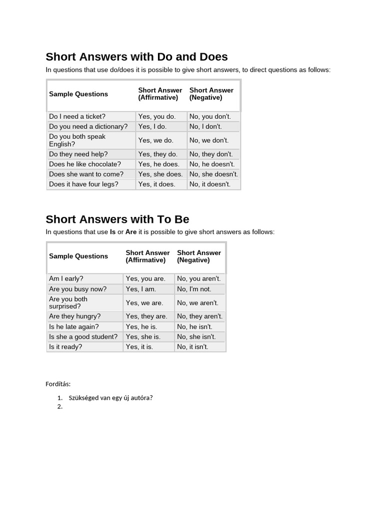 English Short Answer Guide | PDF
