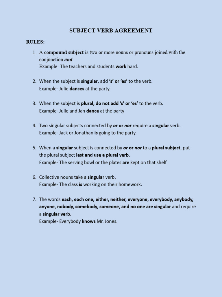 Subject Verb Agreement | PDF