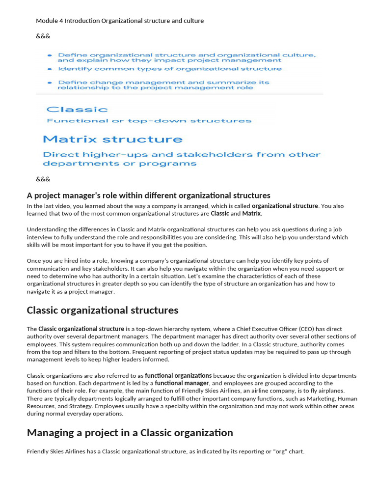 Module 4 Introduction Organizational Structure and Culture | PDF ...