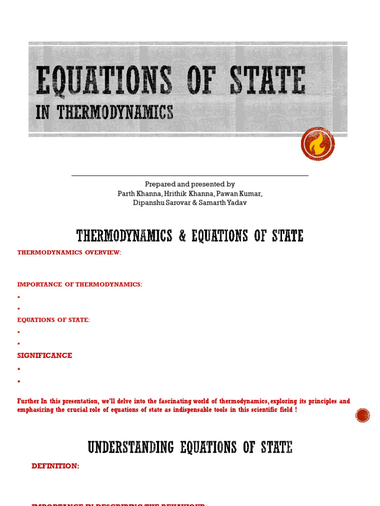 Equations of State Presentation Physics | PDF | Gases | Temperature