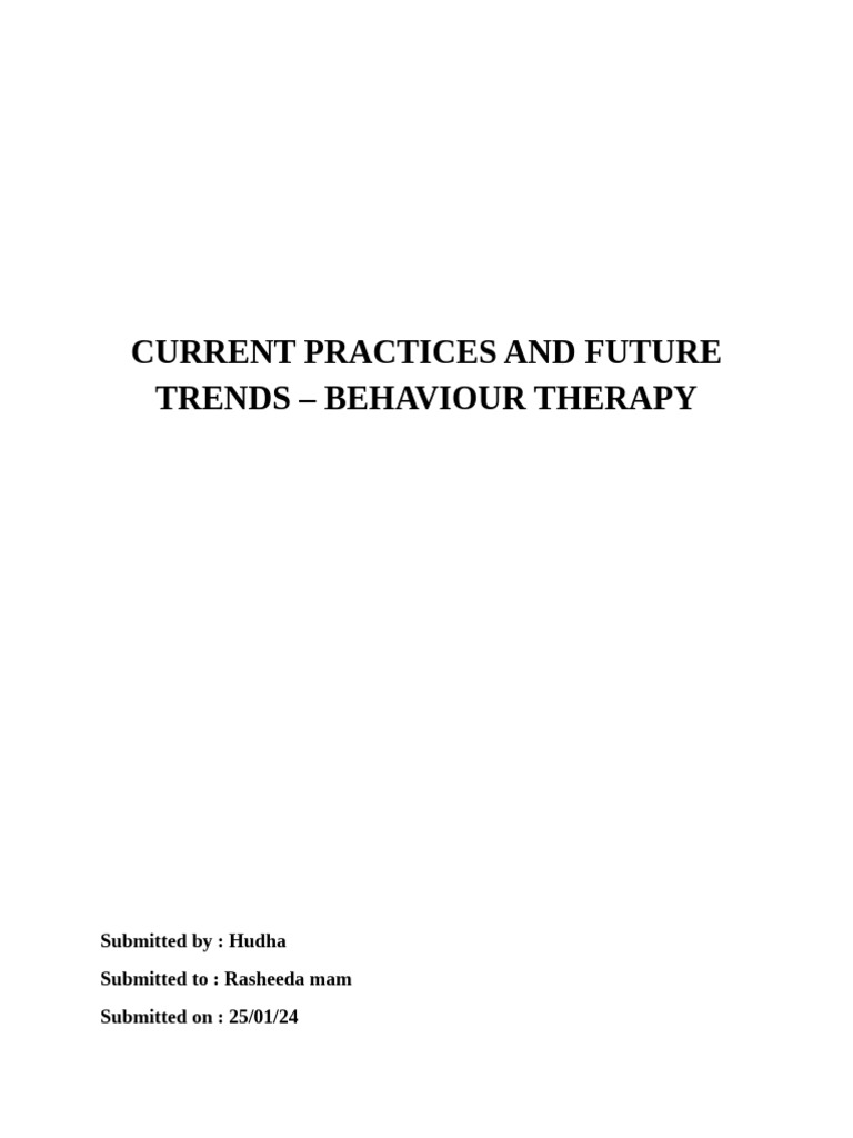 Current Practices and Future Trends - Behaviour Therapy | PDF ...