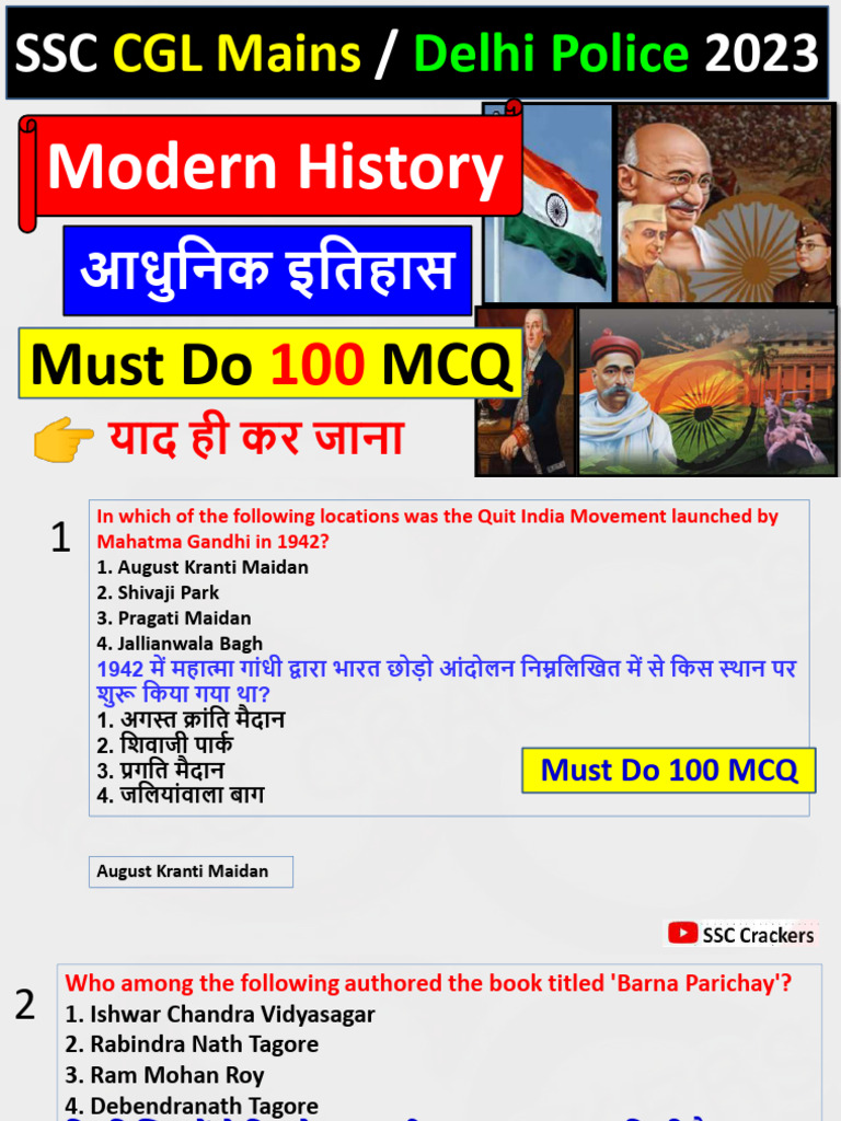 Modern History Must Do 100 MCQ | PDF