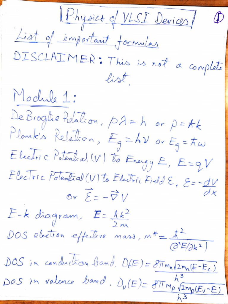 Formula-list | PDF | Condensed Matter Physics