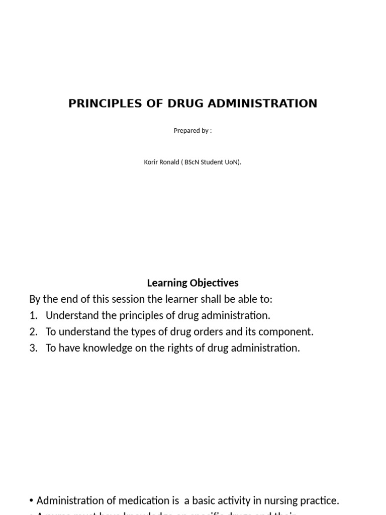 Principles of Drug Administration 2 | PDF | Chemistry | Dose (Biochemistry)