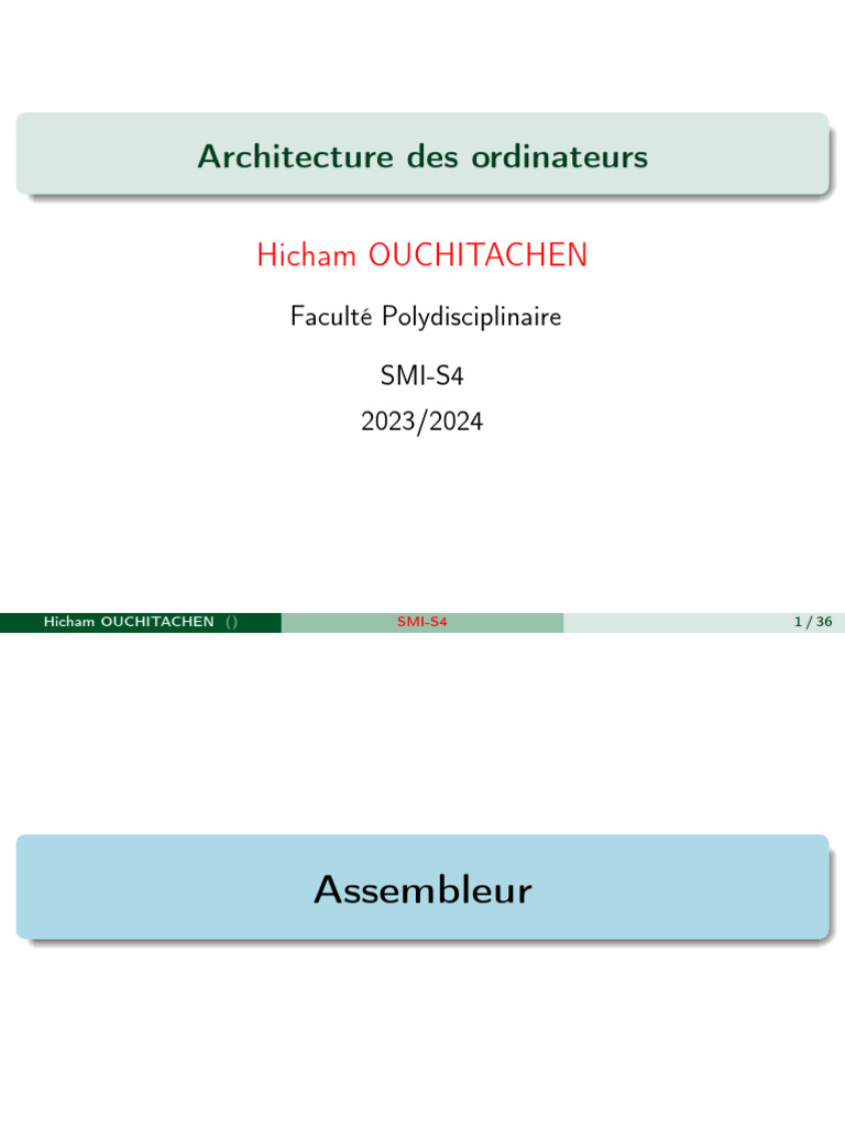 CH6 Assembleur - SMI4 | PDF | Langage de programmation | Assembleur