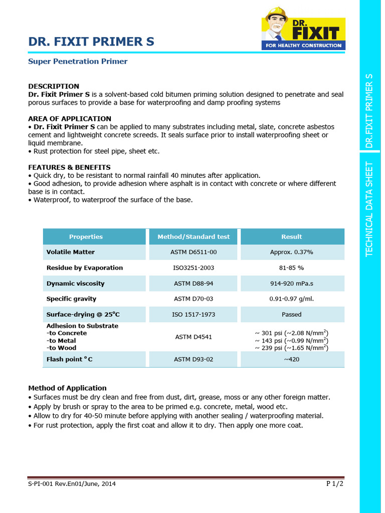TDS Primer S Eng 2014 | PDF | Concrete | Building Engineering