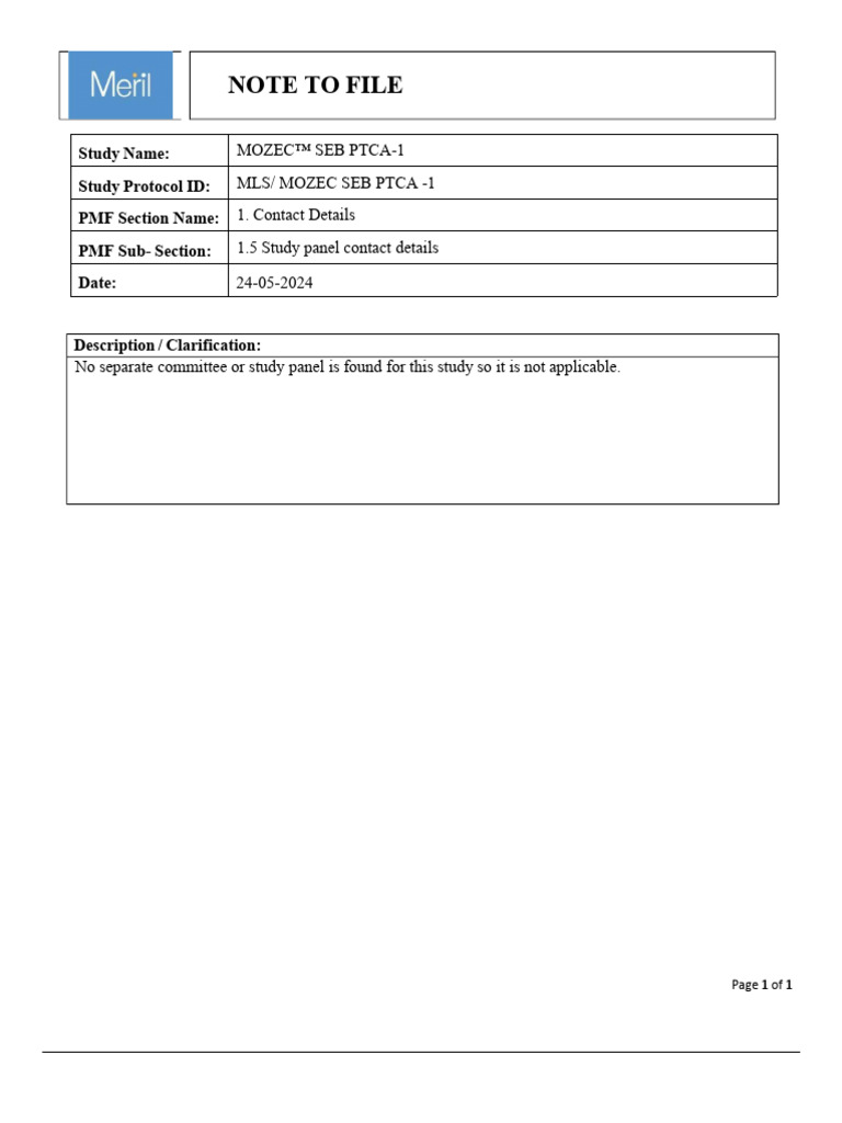 NTF - 1.5 Study Panel Contact Details | PDF