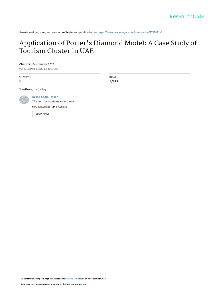 Application of Porter's Diamond Model: A Case Study of Tourism Cluster ...