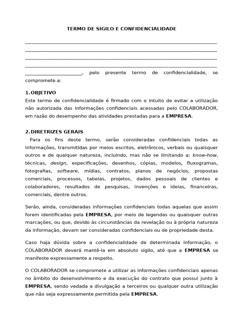 TERMO DE SIGILO - R1 | PDF | Informação | Confidencialidade