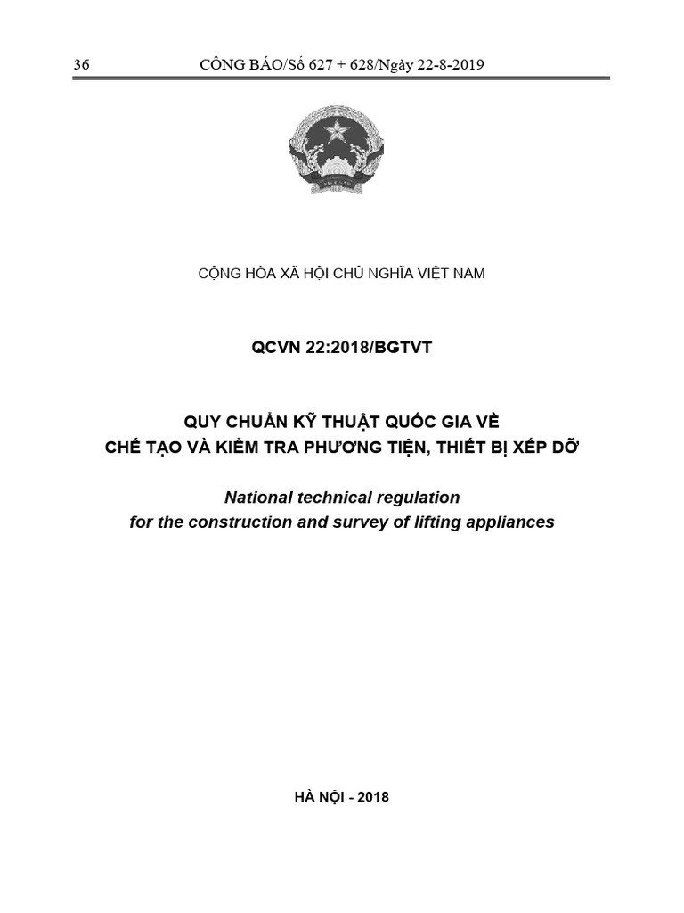 Quy Chuan Viet Nam QCVN 22 2018 BGTVT Bo Giao Thong Van Tai | PDF