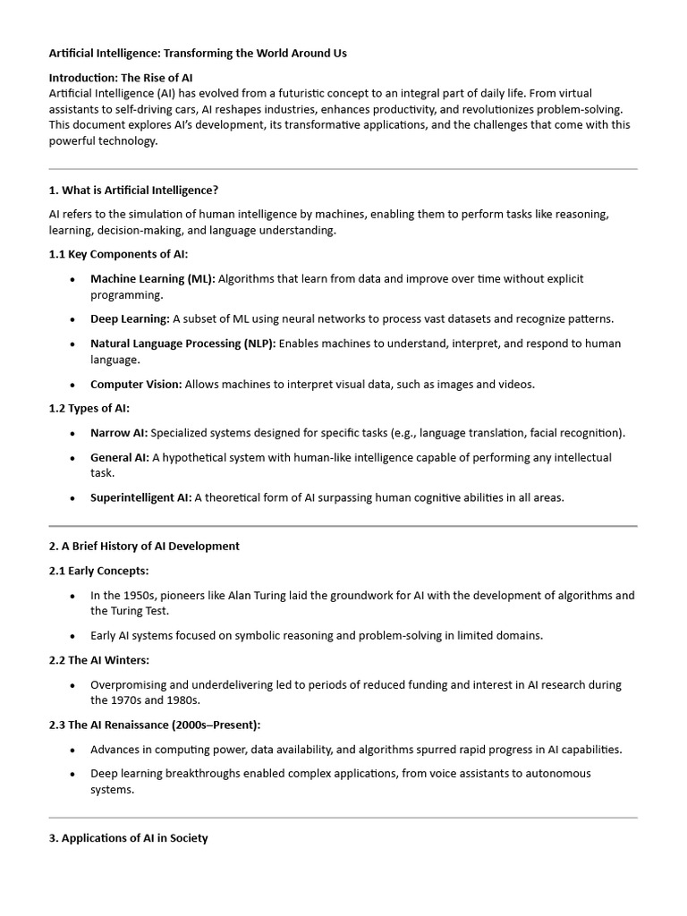 Artificial Intelligence Transforming The World Around Us | PDF ...