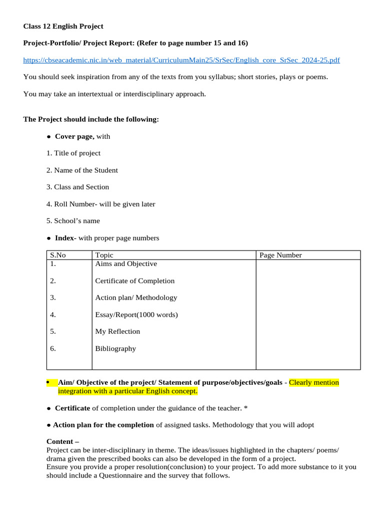 Class 12 English Project 2024-2025 | PDF | Essays | Methodology