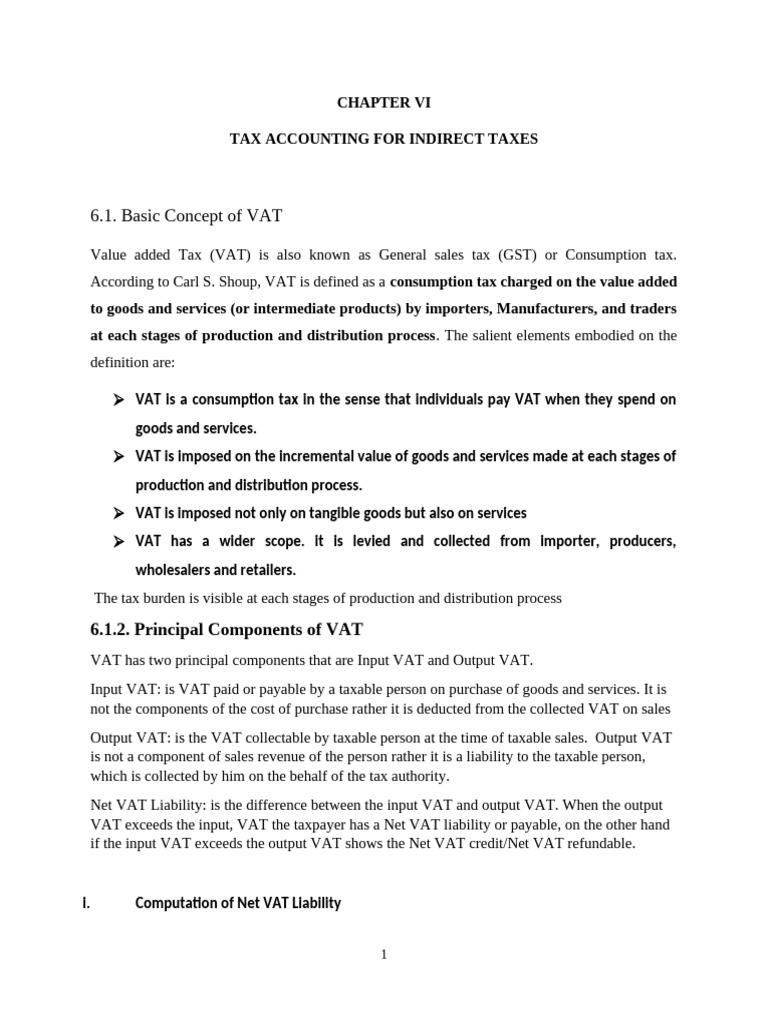 VAT Accounting Principles and Methods | PDF | Value Added Tax | Cost Of ...