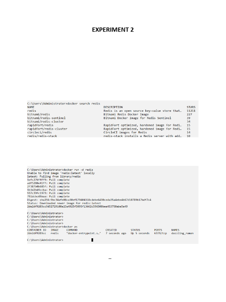 EXPERIMENT 2 (Docker Basic Commands Solution) | PDF