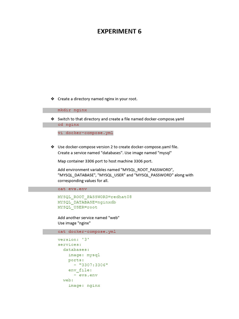 Experiment 6 (Docker-Compose) | PDF