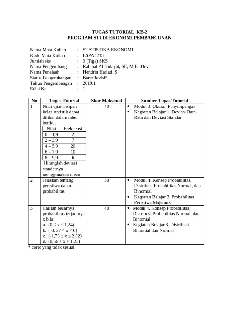 Tugas 2 Statistika Ekonomi | PDF