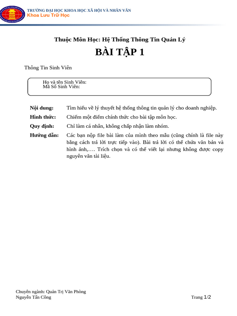MSL MSSV HoVaTen BaiTap01 | PDF