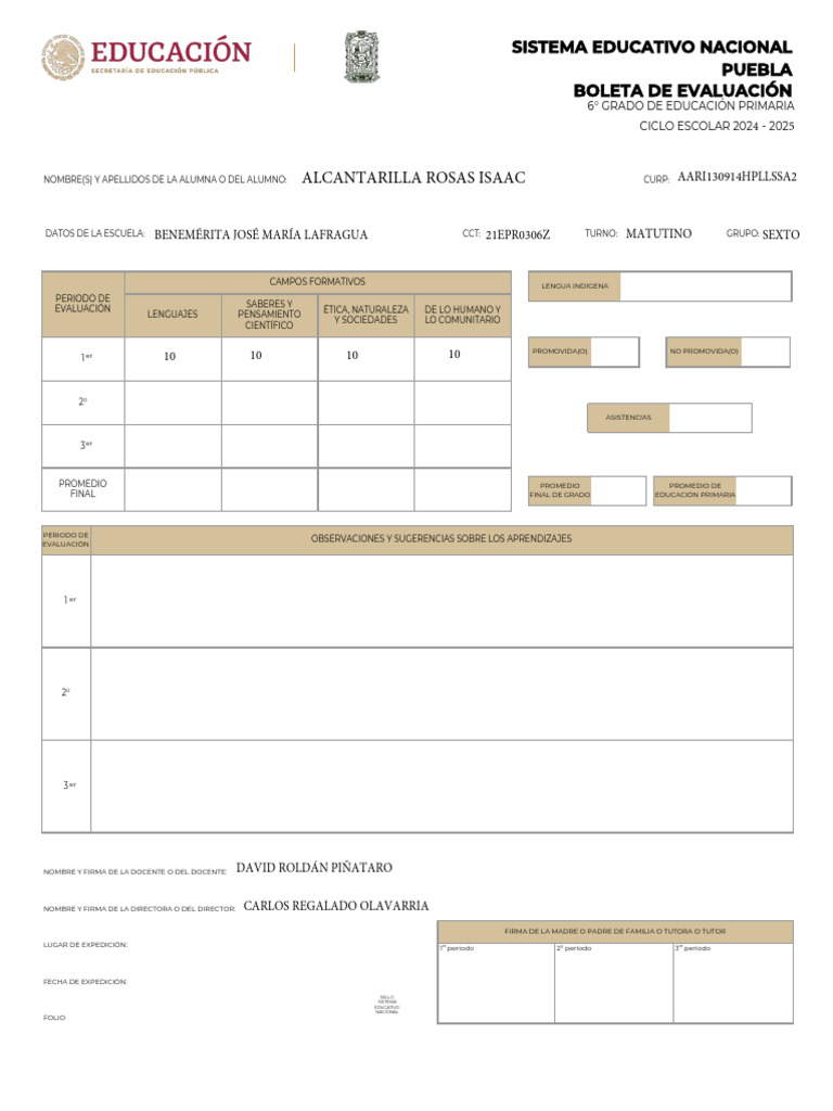 BOLETAS _SEXTO _BLOQUE1 | PDF | Educación primaria | Maestros