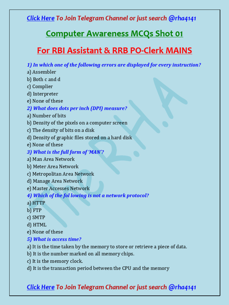 2000 Computer Awareness MCQs Shots MERGED PDF | PDF | Relational ...