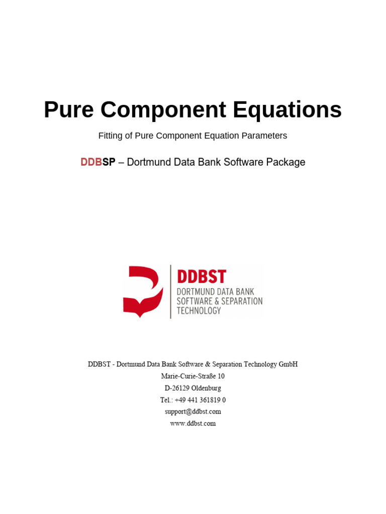 Pure Component Equations | PDF | Parameter (Computer Programming) | Spreadsheet