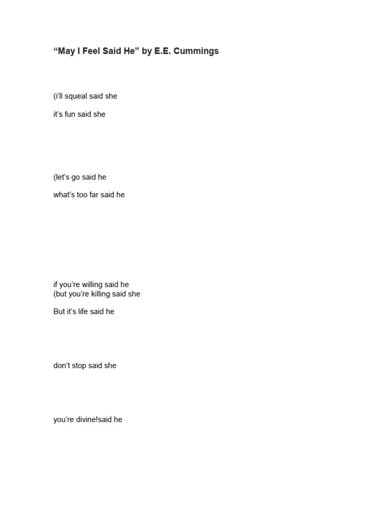 E.E. Cummings' Poem "May I Feel Said He" | PDF