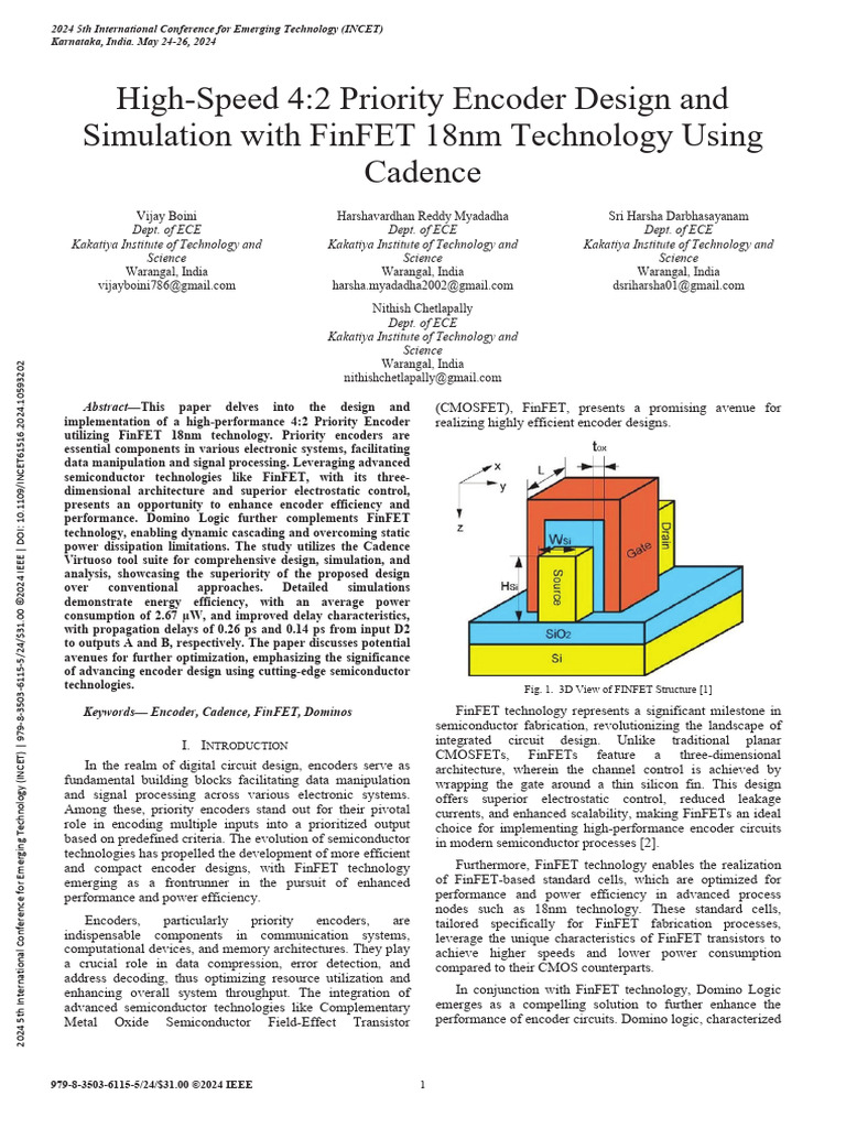 High-Speed 42 Priority Encoder Design and Simulation With FinFET 18nm ...