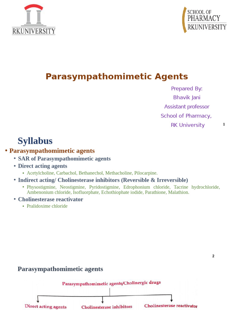 Parasympathomimetic Agents | PDF | Acetylcholine | Enzyme Inhibitor