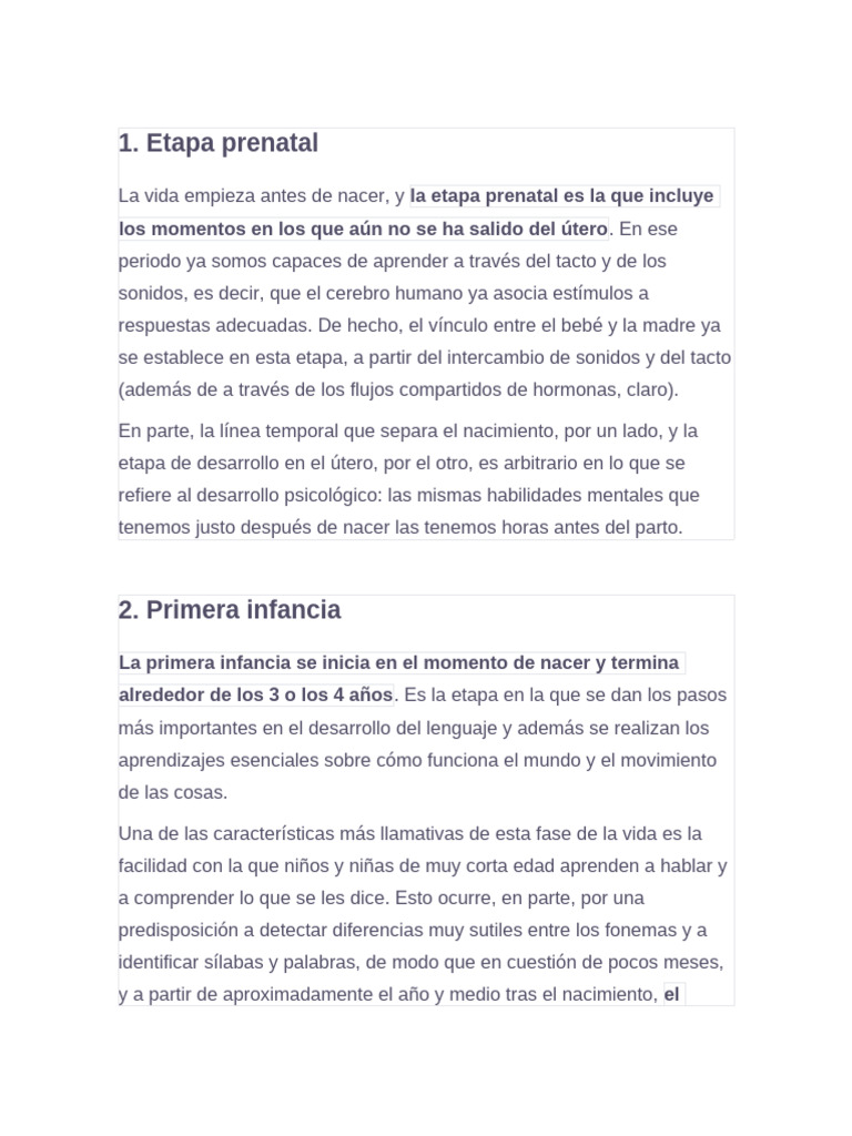 Etapas de Vida Der Ser Humano | PDF | Mente | Adolescencia