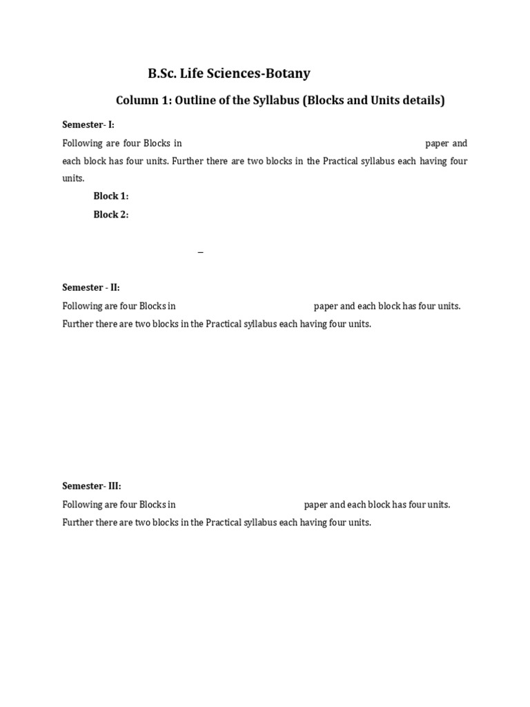 BSc Botany Syllabus | PDF | Plants | Botany