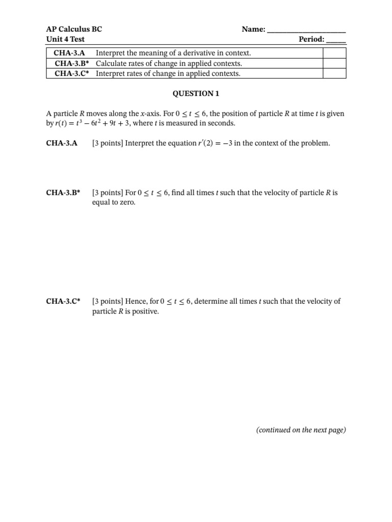 Unit 4 Review | PDF | Derivative | Tangent