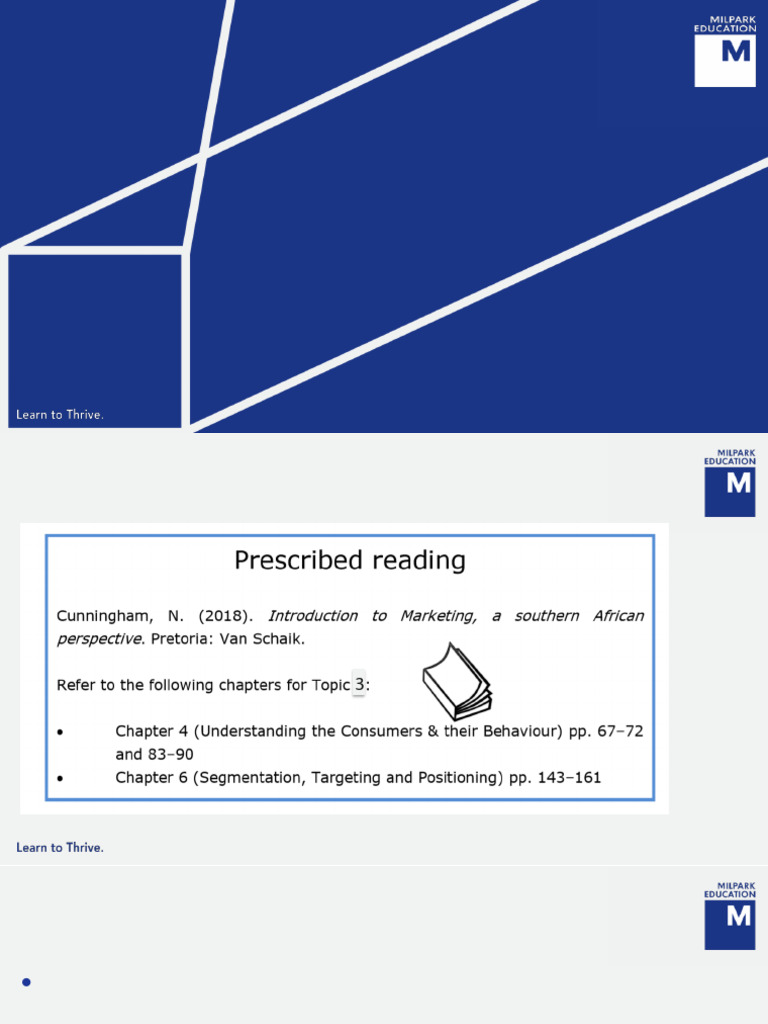 Milpark PMAR01-6 Topic 3 - PPT - BBA 2018 - Updated 2019 | PDF | Consumer Behaviour | Behavior
