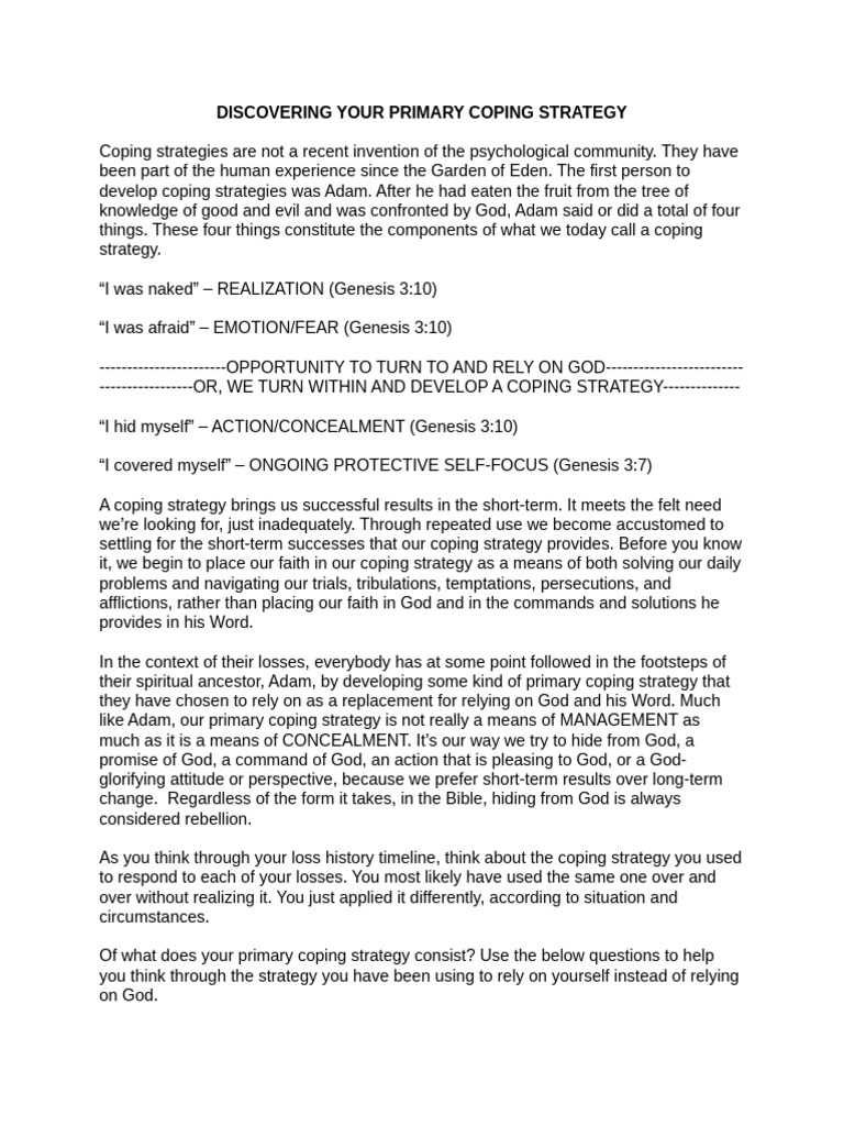 Understanding Your Coping Strategies | PDF | Adam | Book Of Genesis