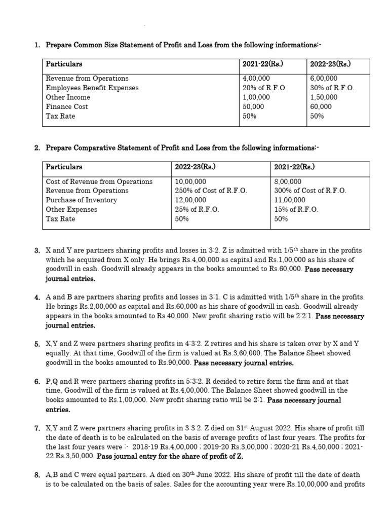 Accountancy Practice Questions Guide | PDF | Book Value | Goodwill ...