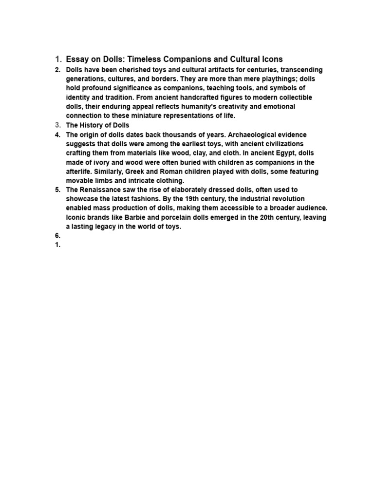 Essay On Dolls | PDF