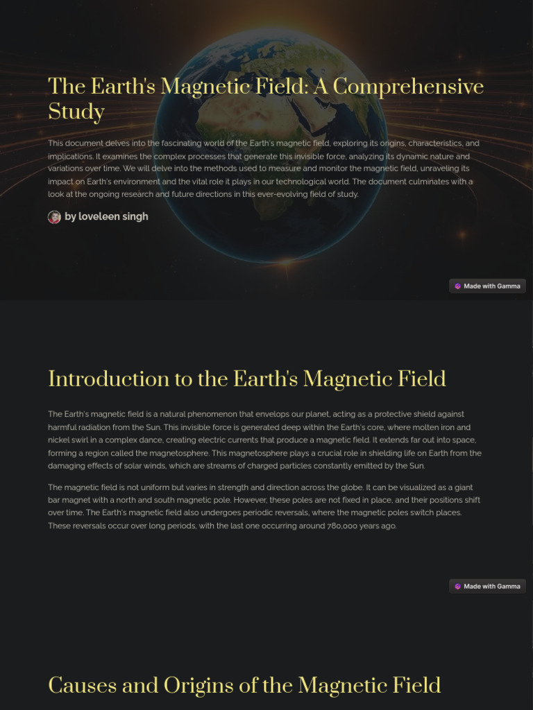 Study of Earth's Magnetic Field | PDF