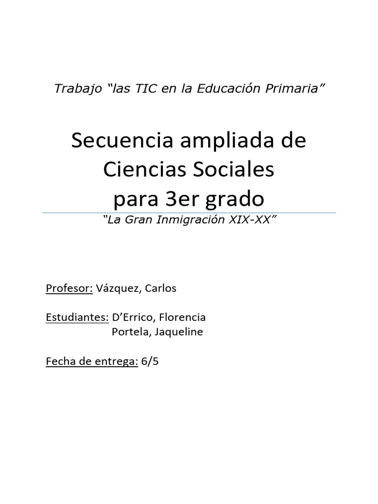 Secuencia Tics - Sociales Primaria - 3er Grado | PDF | Tecnología de información y ...