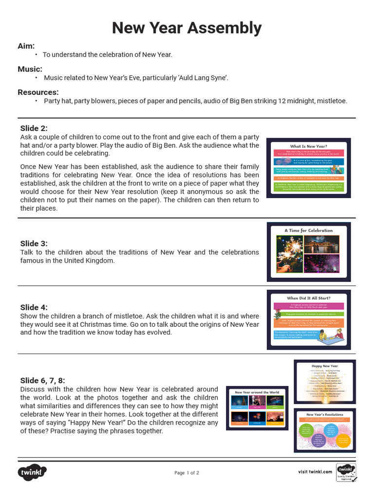 New Year Assembly Script | PDF | Festival | Secular Holidays