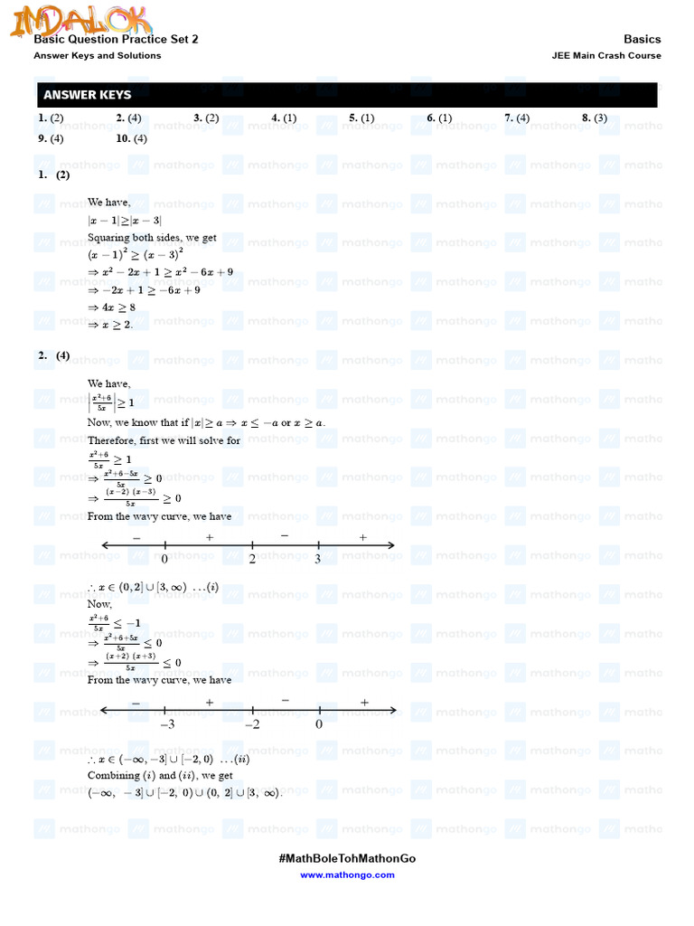 21 Sol - Practice Question Set 2 @IndAlok | PDF | Mathematics ...