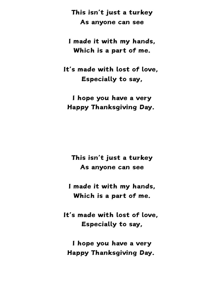 Handmade Thanksgiving Turkey Poem | PDF