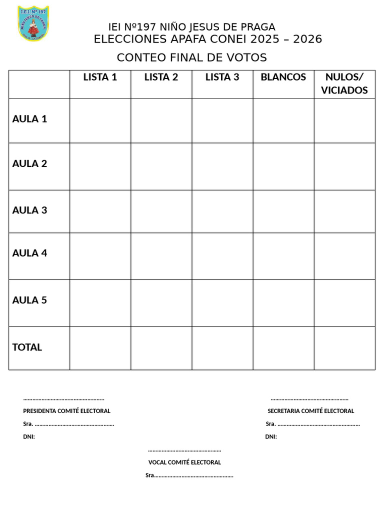Hoja de Tabulacion Apafa Conei 2025 | PDF