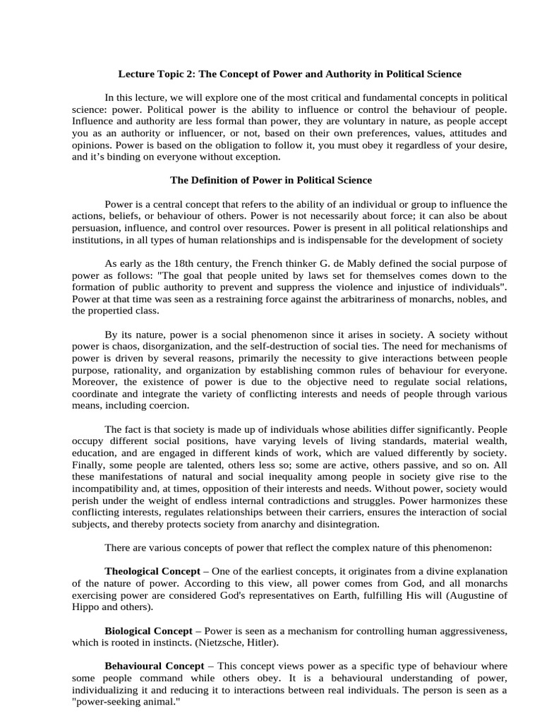 Lecture Political Power | PDF | Power (Social And Political ...