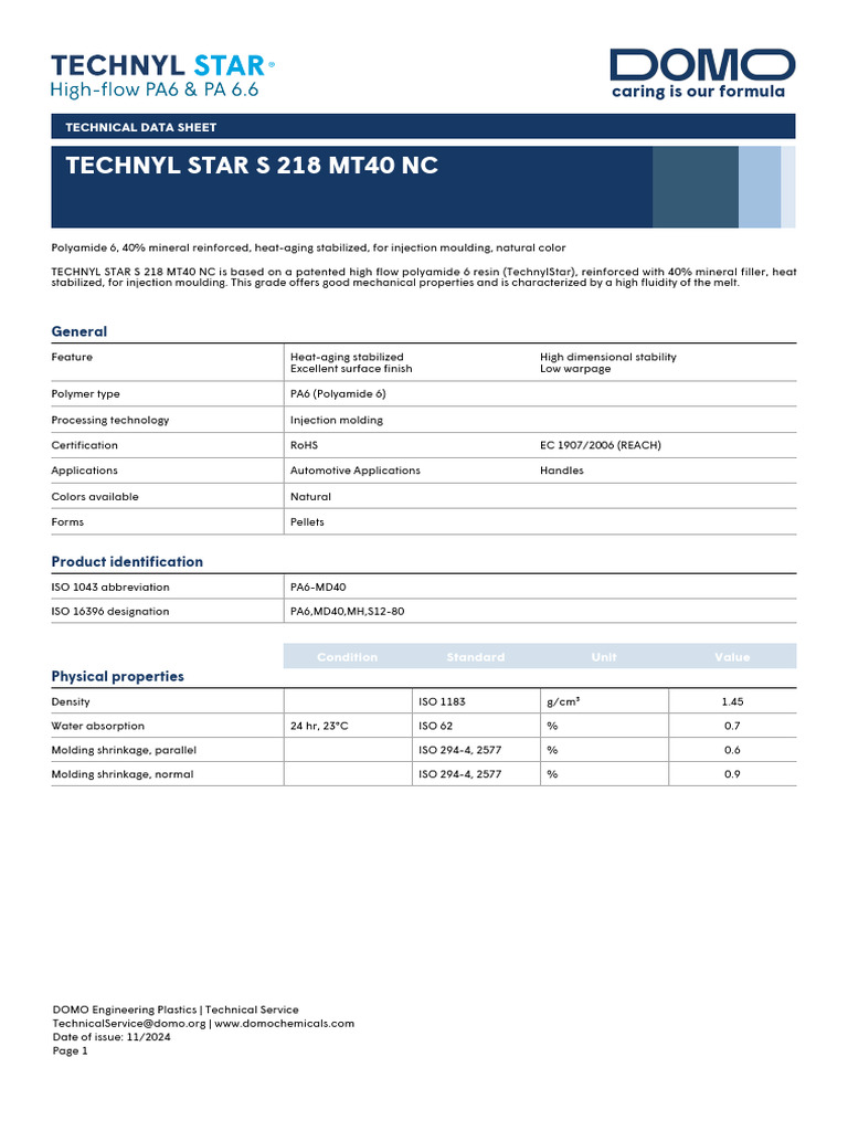 Technyl Star S 218 MT40 NC | PDF | Chemical Substances | Materials