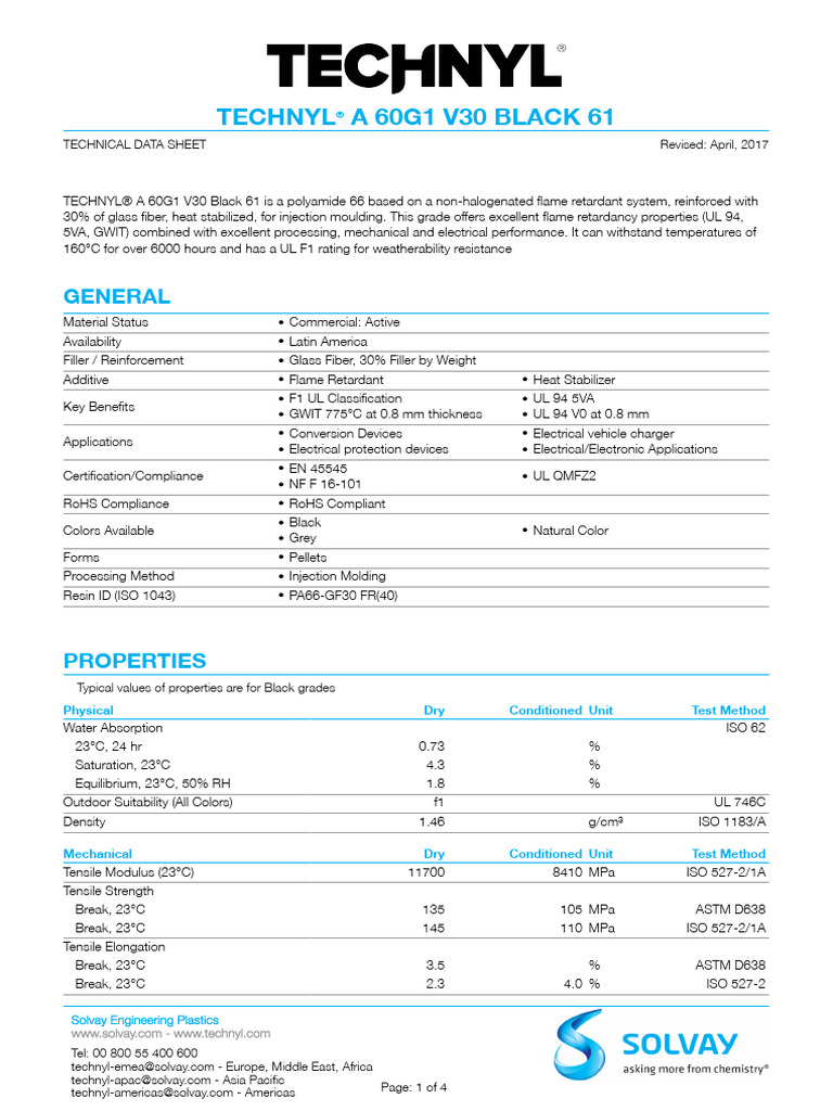 Technyl A 60G1 V30 Black 61 | PDF | Fiberglass | Building Engineering