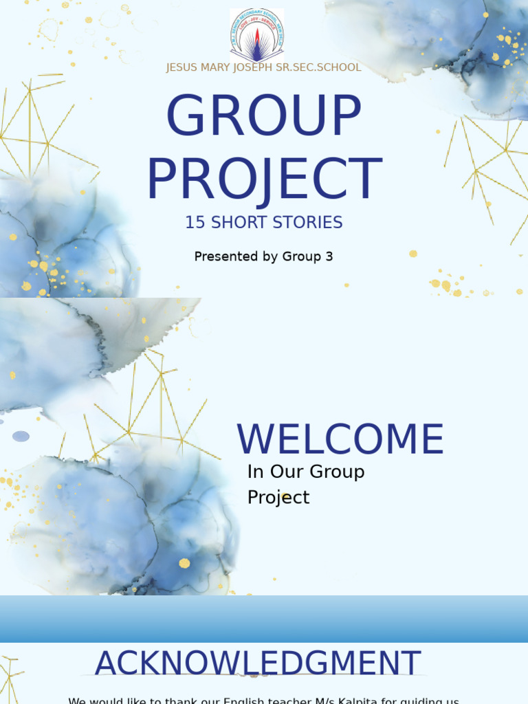 Blue Gold Watercolour Group Project Presentation | PDF