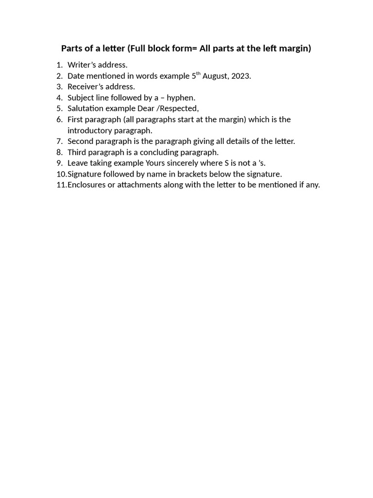 Parts of A Letter | PDF