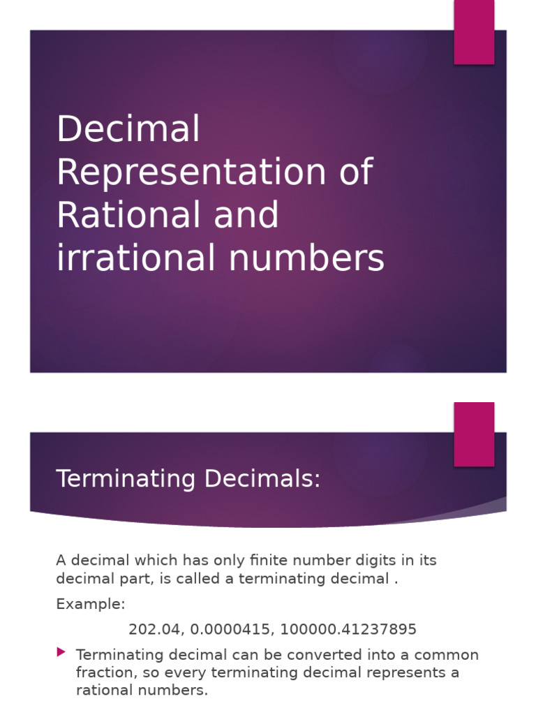 Decimal Representation of Rational and Irrational Numbers | PDF